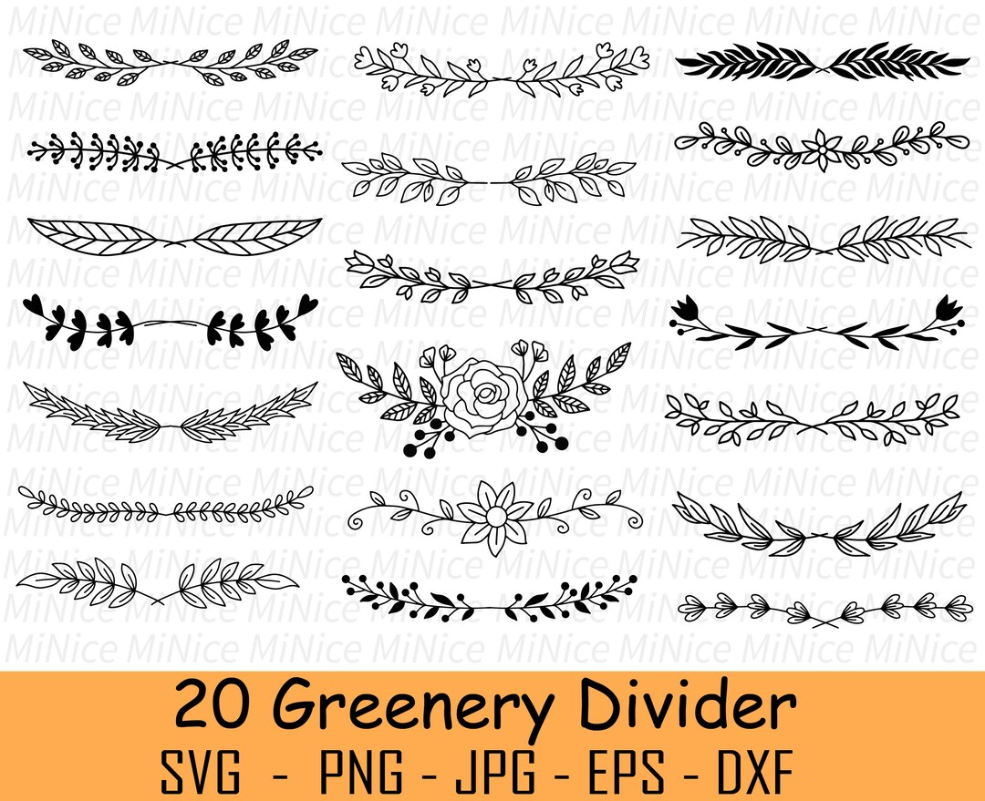 Greenery Divider SVG Bundle, Leaf Divider Svg , Divider Png ,text ...