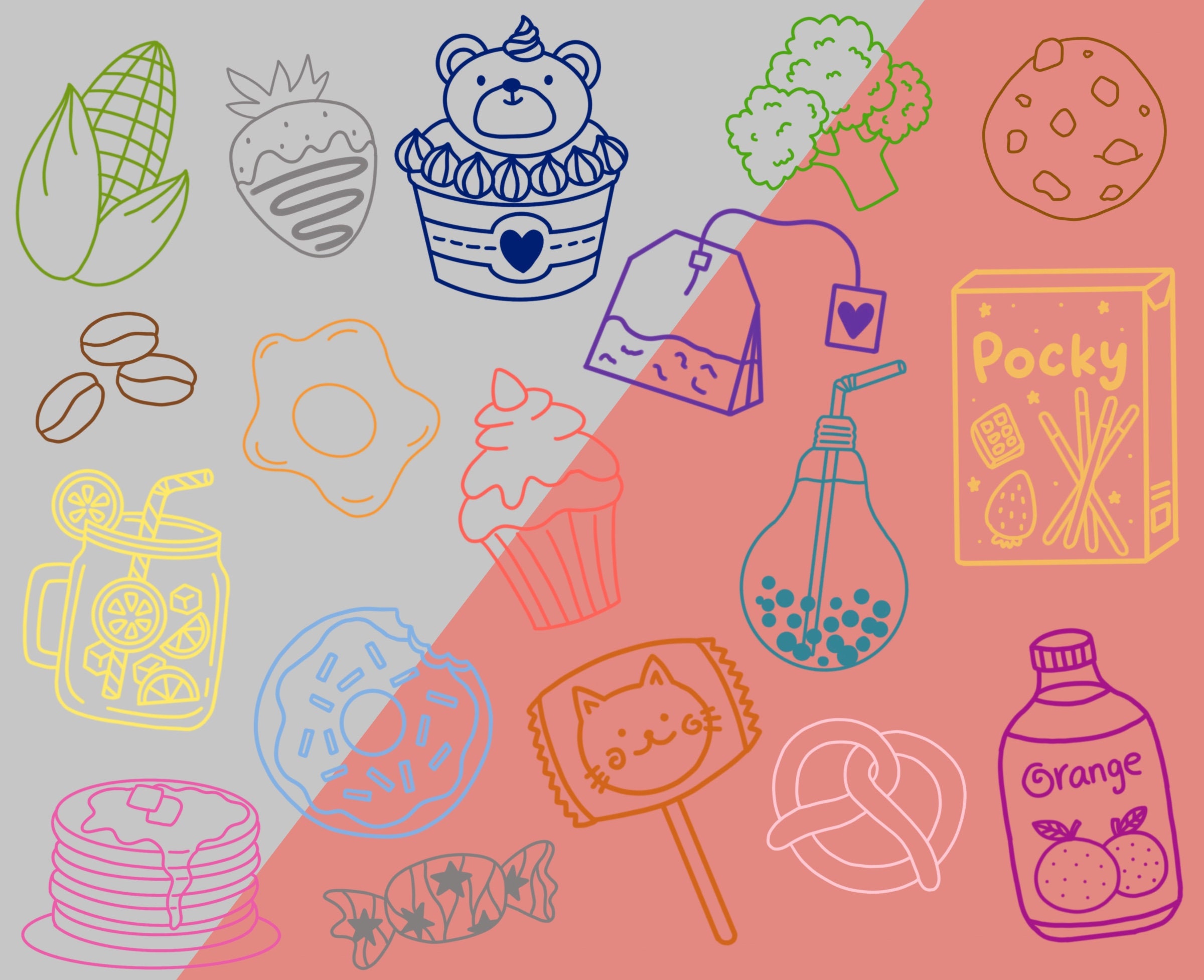 Food Stamp Procreate - Procreate Stamp Pack - Food Doodle Brushes Stamp ...