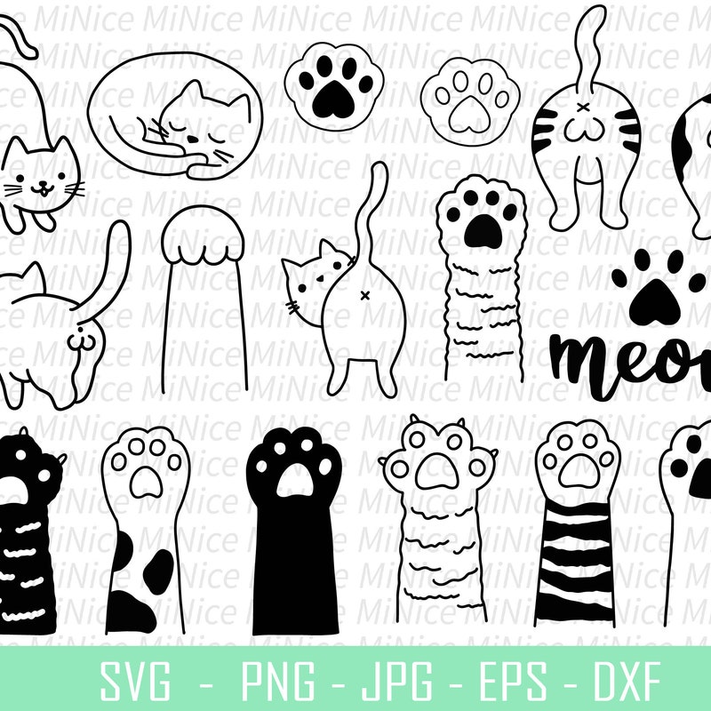 Cat Paw Svg - Etsy