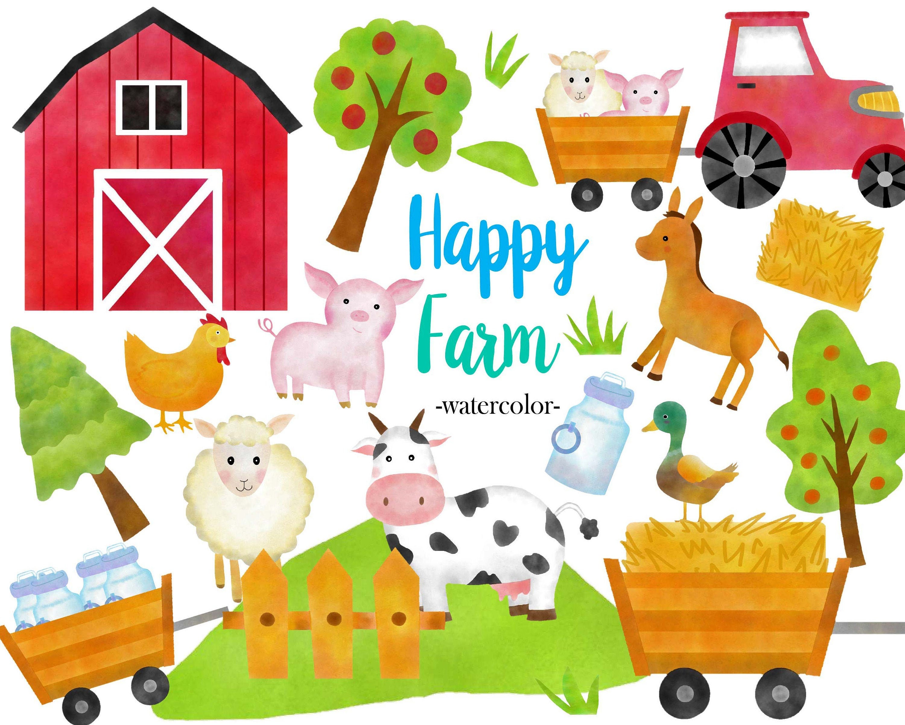 Happy Farm Animals Clipart