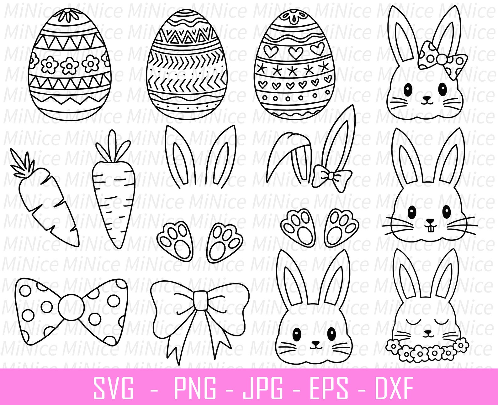 Bunny Svg Bundle Rabbit SVG Easter SVG Easter Egg SVG - Etsy