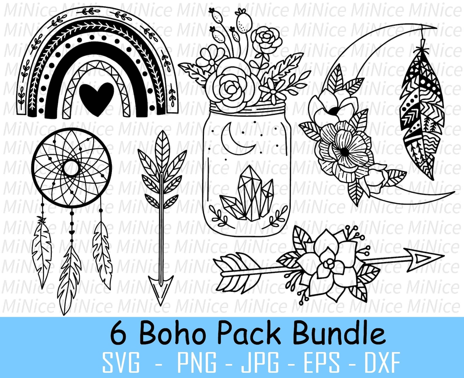 Boho SVG Boho Bundle Boho Silhouette Tattoo SVG boho Png - Etsy
