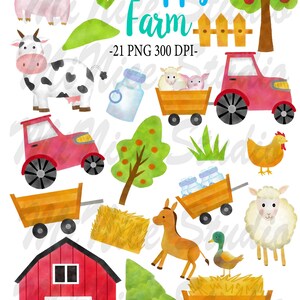 Farm Animals Clip Art / Watercolor Farm Clip Art/ Watercolor Animal ...