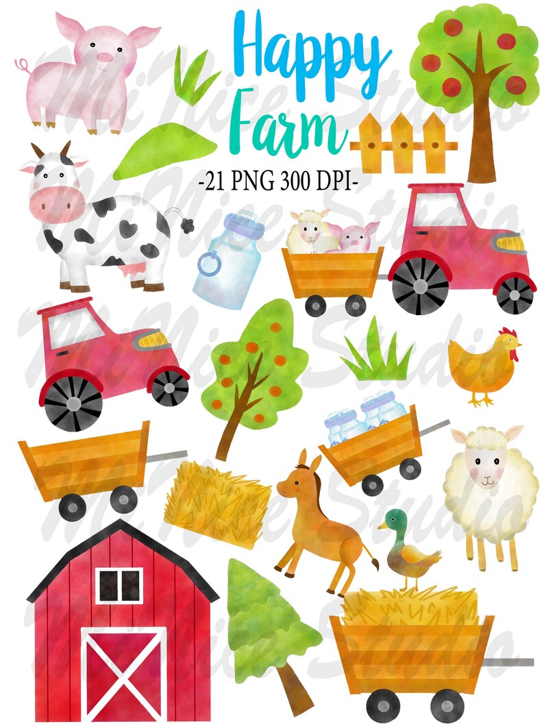 Farm Animals Clip Art / Watercolor Farm Clip Art/ Watercolor - Etsy