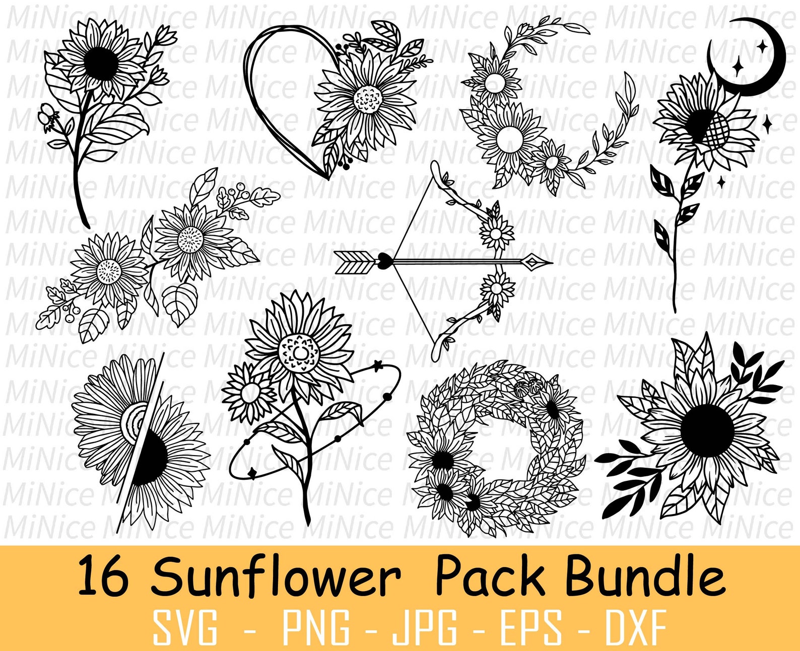 Sunflower SVG Bundle Sunflower Bouquet Svg sunflower Bundle - Etsy