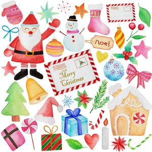 Watercolor Christmas Clipart - Christmas Clipart - Santa - Presents ...