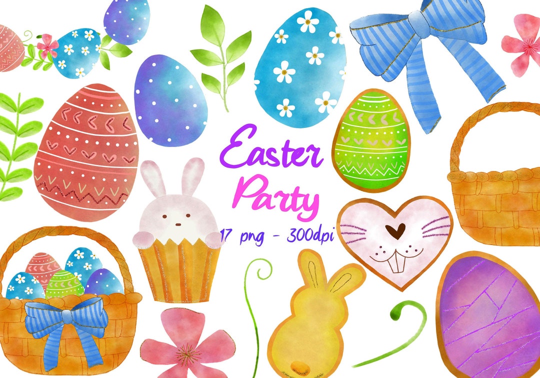 Watercolor Easter Clipart -easter Food Clipart - Bunny - Easter Egg ...