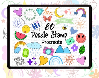 Kawaii Stamp Procreate Procreate Stamp Pack Doodle Brushes Stamp Cute ...