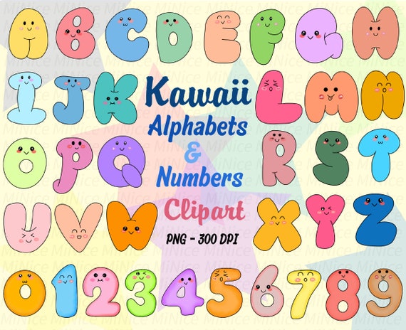 Kawaii Alphabets Clipart Doodle Numbers Clipart Cute Alphabets - Etsy ...