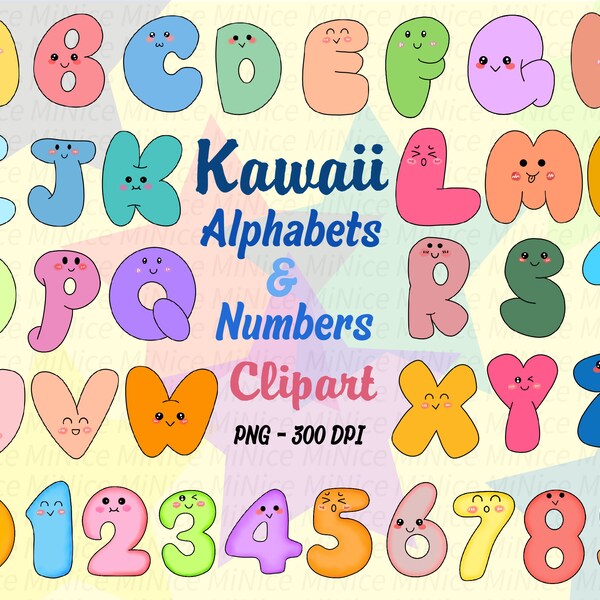 Kawaii Alphabet Clipart - Etsy