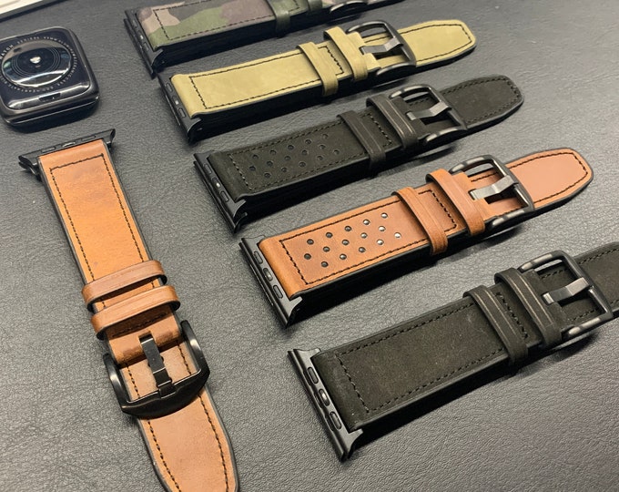 Apple Watch Leather Band Strap Classic Brown Black Grey for Apple Watch ...