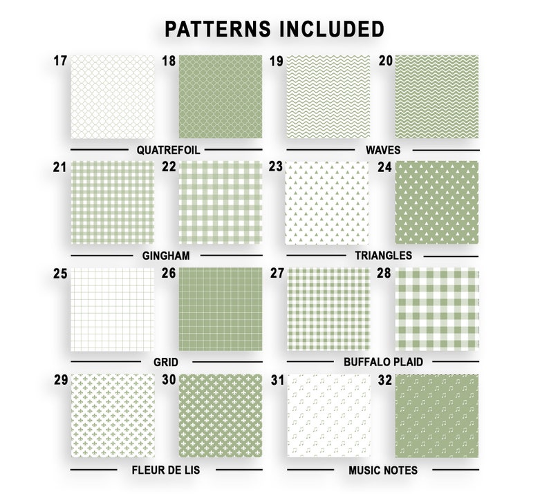 Digital Paper Pattern Pack, Sage Green, Scrapbook Papers Clipart, Polka ...