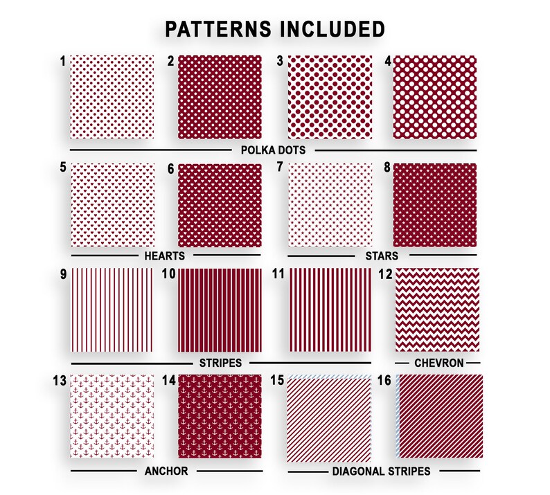 Burgundy Red Digital Paper Pack: Polka Dot, Plaid, Stripes (digital ...