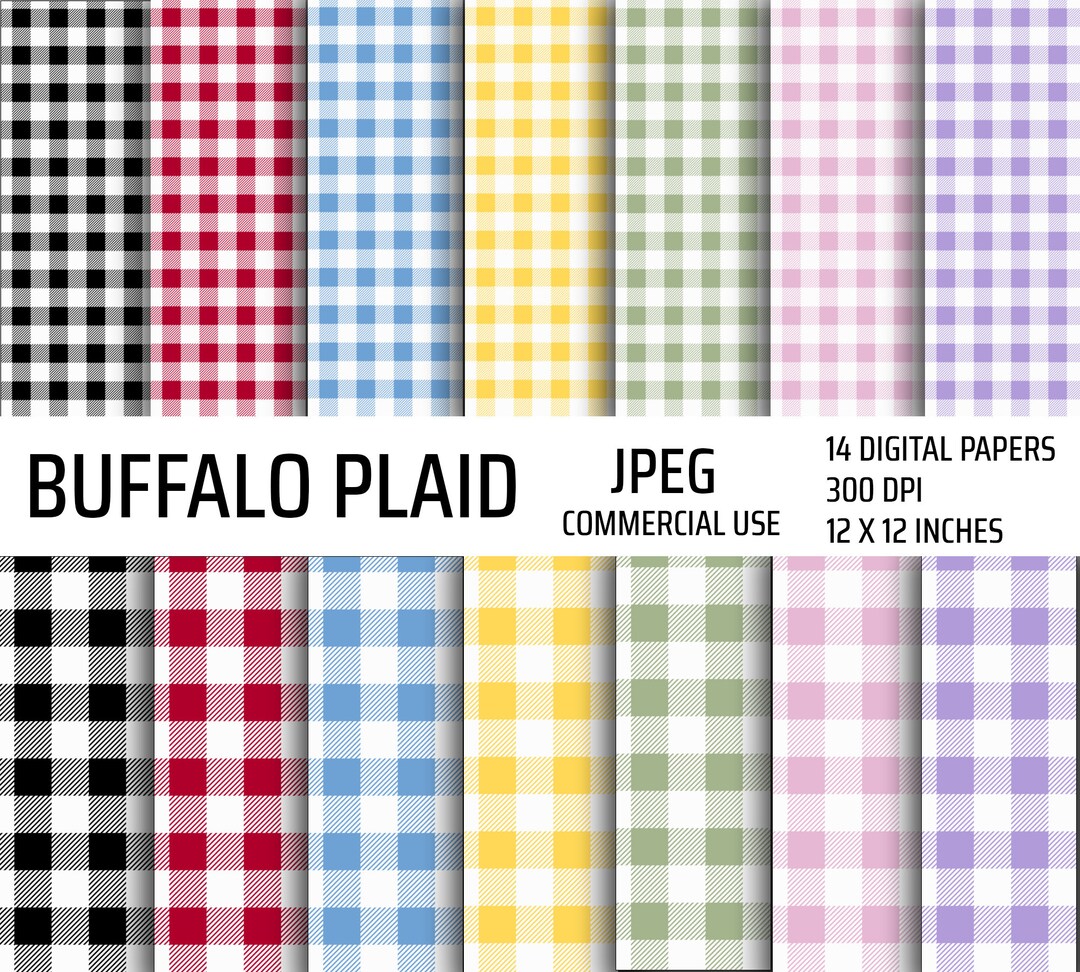 Buffalo Plaid Pattern Digital Paper Pack, Lumberjack Check, Gingham ...