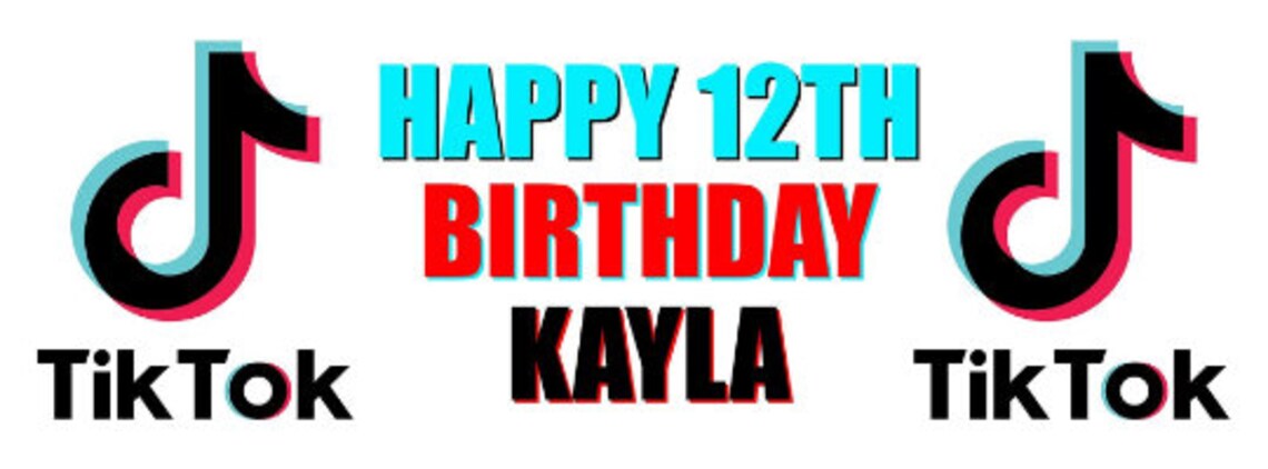Personalised White Tik Tok Happy Birthday Banner Social Media - Etsy UK