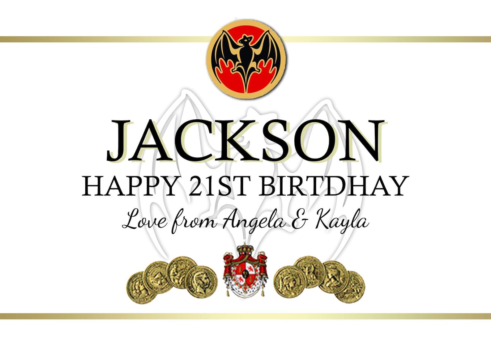 Personalised Bacardi White Rum Bottle Alcohol Label Sticker Birthday ...
