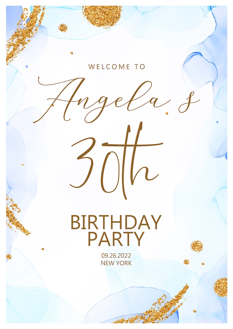 Personalised Womens Girls Birthday Party Welcome Sign - A2, A3 or A4 ...