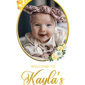 Personalised Prince Princess Crown Childrens Party Welcome Sign Any Age ...