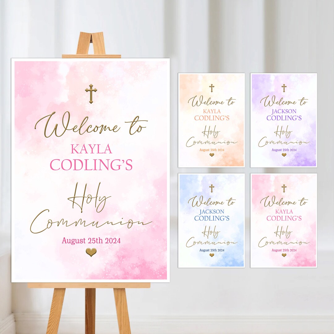 Personalised Holy Communion Welcome Sign - A2, A3 or A4 - Printed/ Foam ...