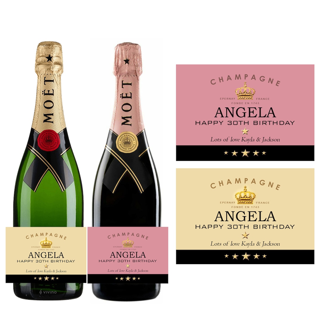 Personalised Moet and Chandon Imperial Rose Gold Bottle Label Happy ...