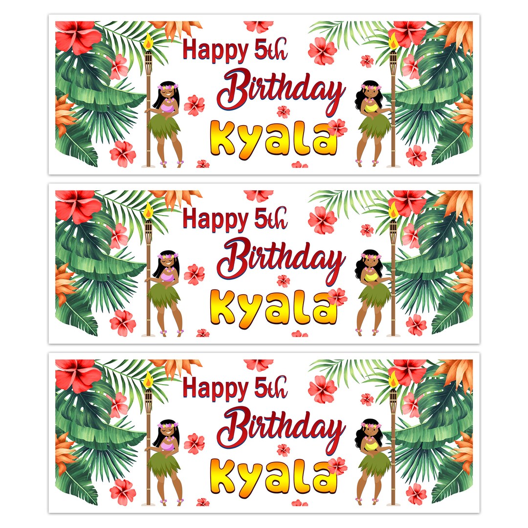Personalised Hawaiian Happy Birthday Name Party Banner - Etsy