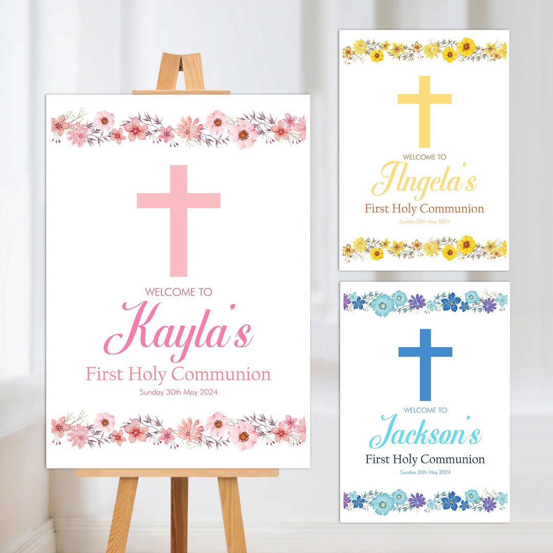 Personalised Holy Communion Welcome Sign A2, A3 or A4 Printed/ Foam ...