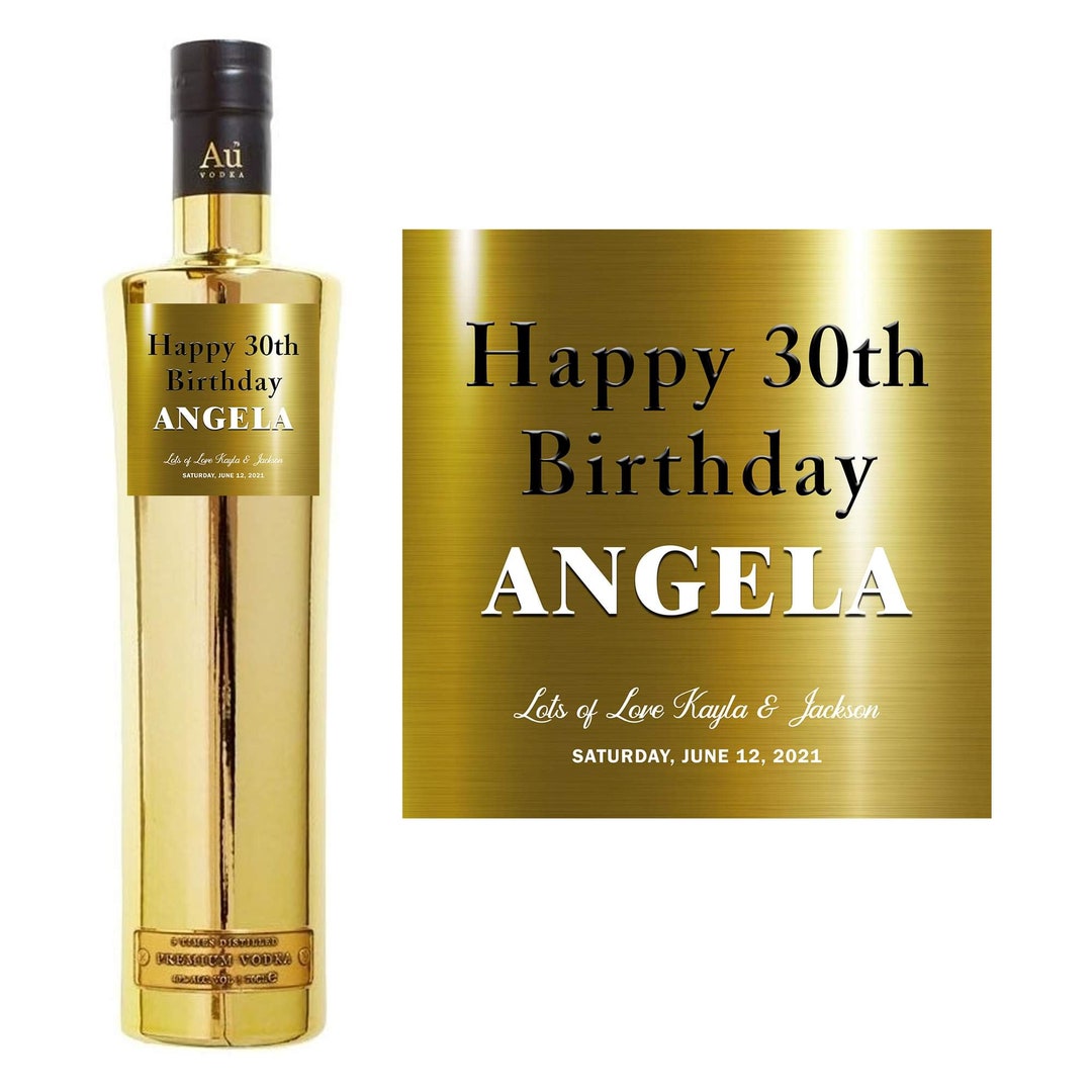 Personalised AU Vodka Black Bottle Label Sticker Gift Birthday Novelty ...