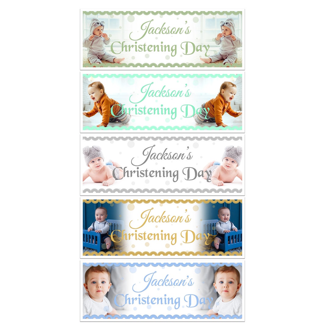 Boys Personalised Christening Baptism Day Naming Photo Name Banner ...