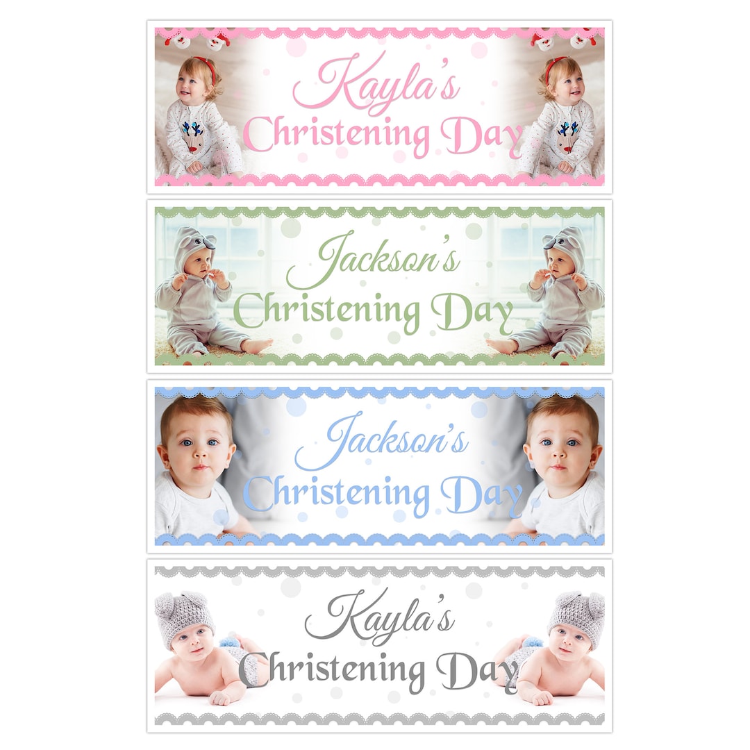 Personalised Christening Baptism Day Naming Photo Name Banner Wall ...