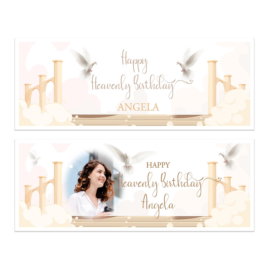 Happy Heavenly Birthday Banner RIP in Loving Memory Memorial Photo ...