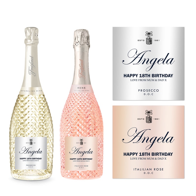 Personalised White Rose Gold Prosecco Bottle Label Sticker Any - Etsy UK