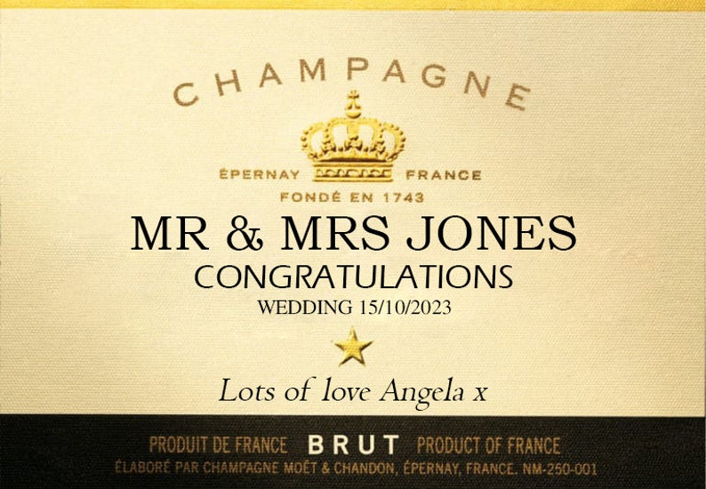 Personalised Champagne Gold Bottle Adult Label Wedding - Etsy