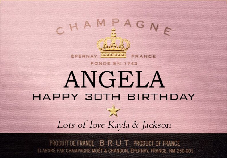 Personalised Moet and Chandon Imperial Rose Gold Bottle Label - Etsy UK