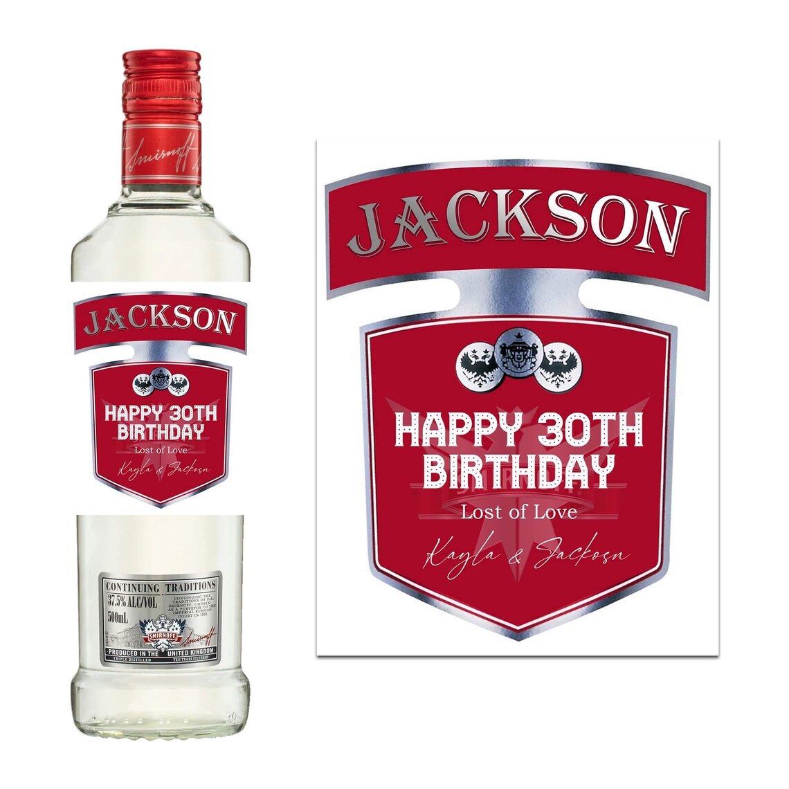 Personalised Smirnoff Vodka Bottle Label Sticker Gift Any Name Age ...