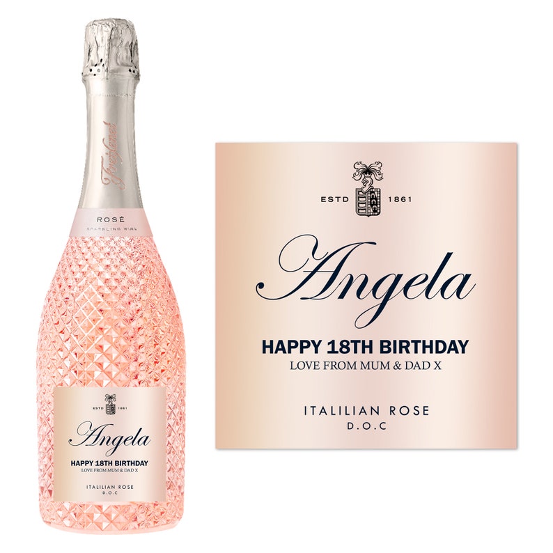 Personalised White Rose Gold Prosecco Bottle Label Sticker Any - Etsy UK