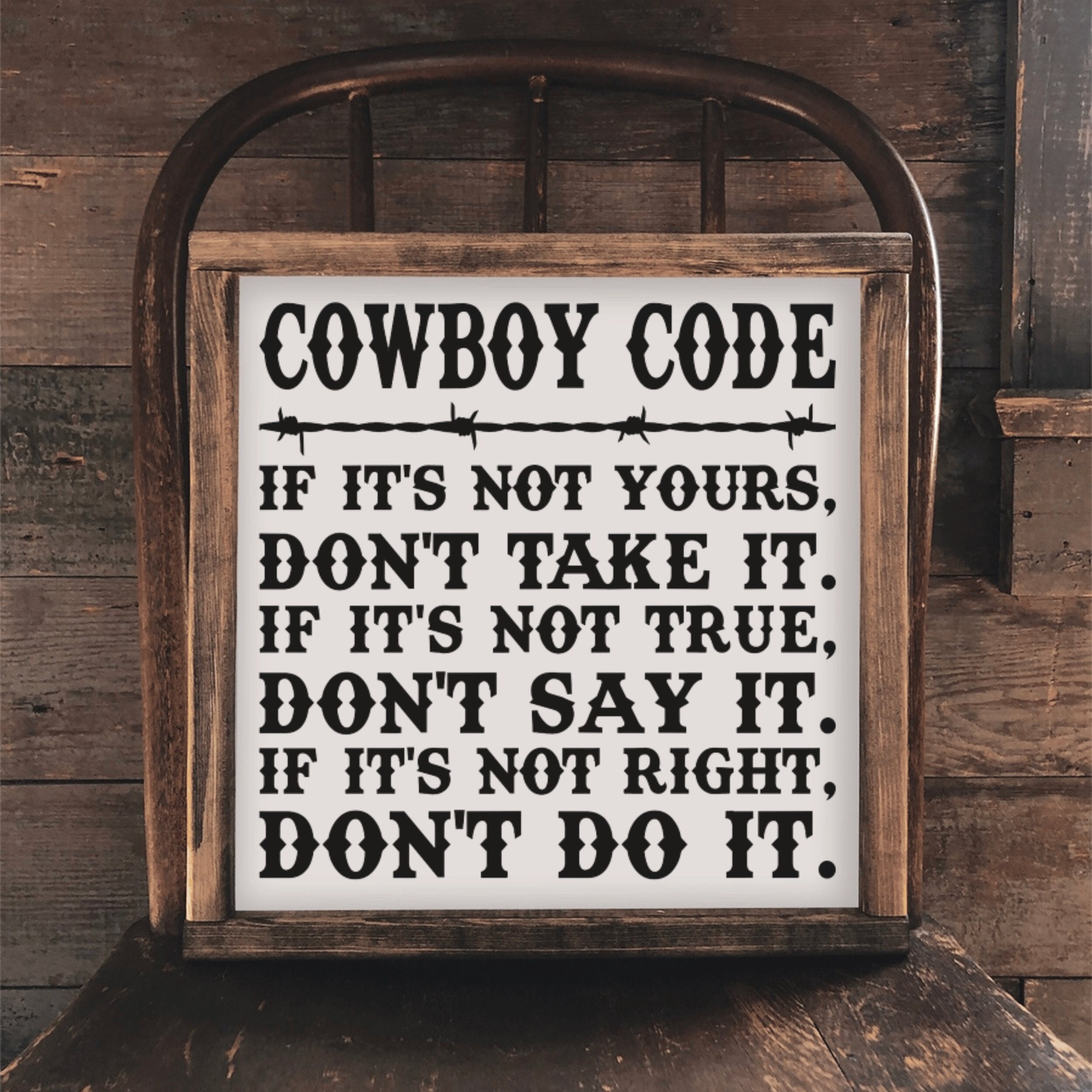 Cowboy Code Wood Sign Cowboy Sign Western Decor Western - Etsy