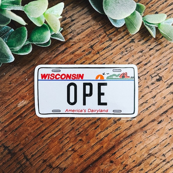 Wisconsin License Plate Sticker OPE Wisconsin Sticker - Etsy
