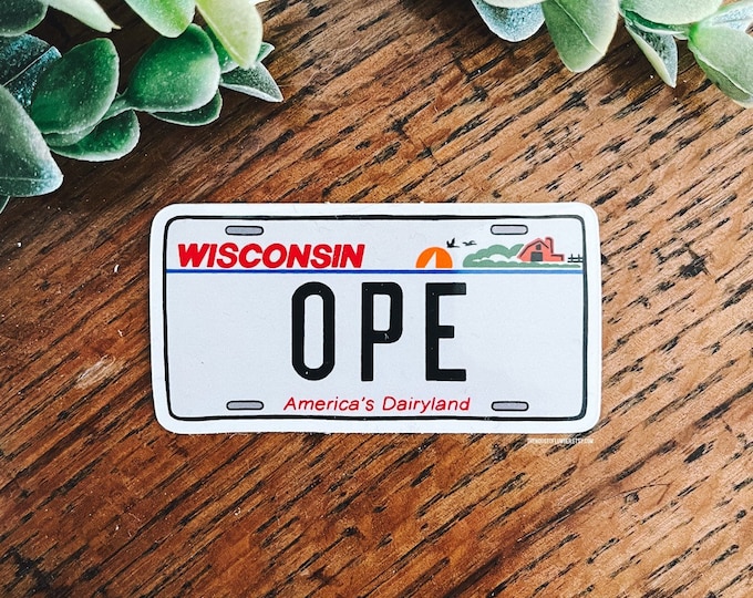 Wisconsin License Plate Sticker, OPE, Wisconsin Sticker, Waterproof ...