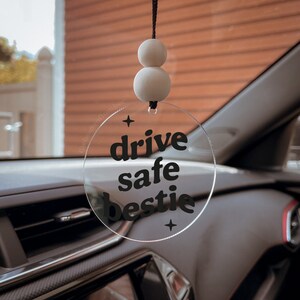 Drive Safe Bestie Car Charm, Cute Aesthetic Car Accessory, Car Hanger ...