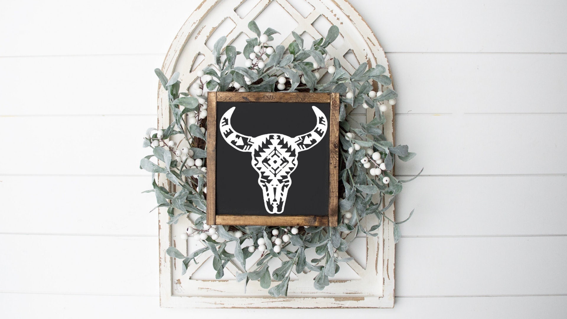 Aztec Bull Wood Sign Boho Decor Country Farmhouse - Etsy