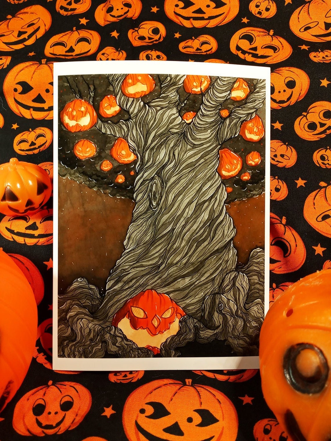 The Pumpkin Tree Halloween Art Print - Etsy