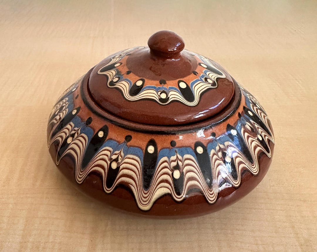 Vintage Bulgarian Troyan Redware Pottery, Handmade Ceramic Bowl With ...