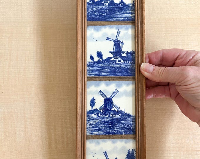 Vintage Delft Tile Wall Decor, Blue and White Tiles From Holland, Wind ...