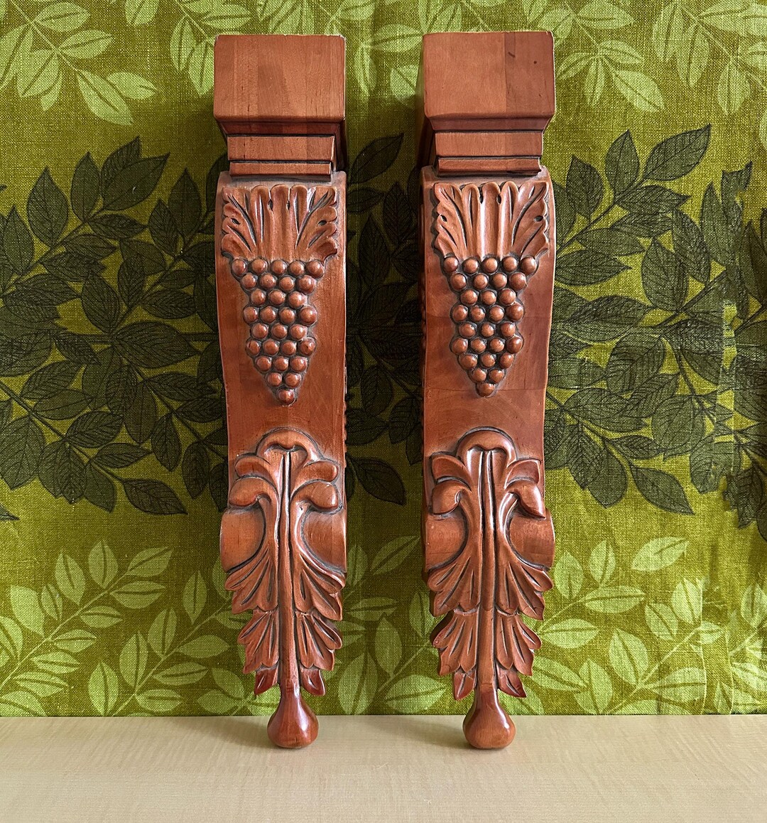 Vintage Carved Wood Corbels, Grapes and Leaves 18" - Etsy