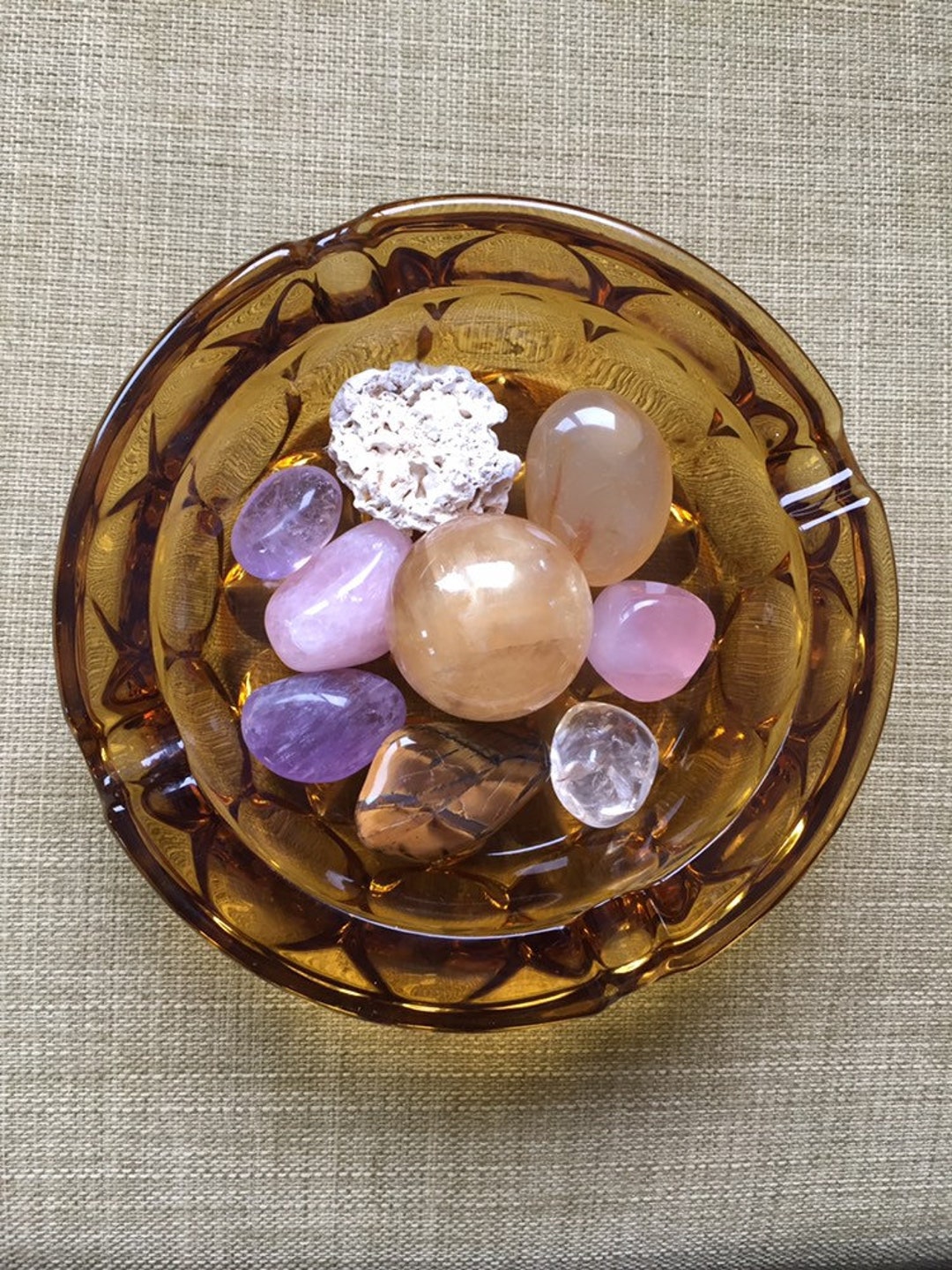 Vintage Gold Glass Ashtray by Anchor Hocking, Pressed Glass Ashtray ...