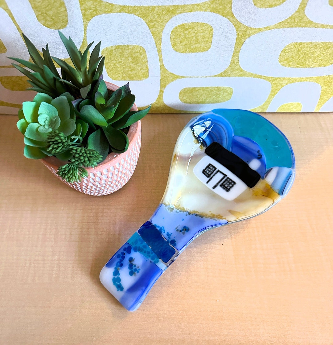 Fused Glass Spoon Rest With Little White House - Etsy