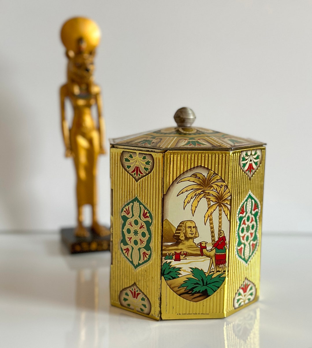 Vintage Egyptian Tin From England, Lovell's Toffee Rex Tin Container ...