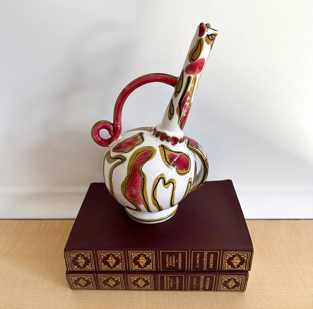 Vintage Fratelli Fanciullacci Giraffe Ewer, Italian Ceramic Pitcher ...