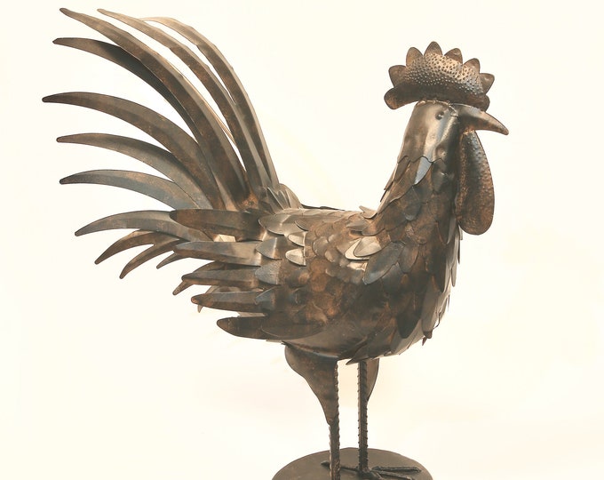 Vintage Metal Rooster Sculpture - Etsy