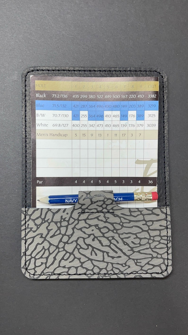 Handmade Black Elephant Print Score Card Holder With Built in Pencil ...
